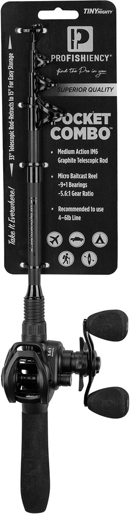 Dollar.Bid - ProFISHiency "Tiny But Mighty" Baitcast Pocket Rod (Rod Only)