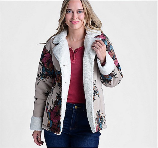 Dollar.Bid - Large Indigo Thread Co. Printed Faux Suede Sherpa Trimmed ...