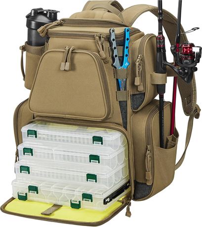 Dollar.Bid - Piscifun Fishing Tackle Backpack with 4 Trays, Large ...
