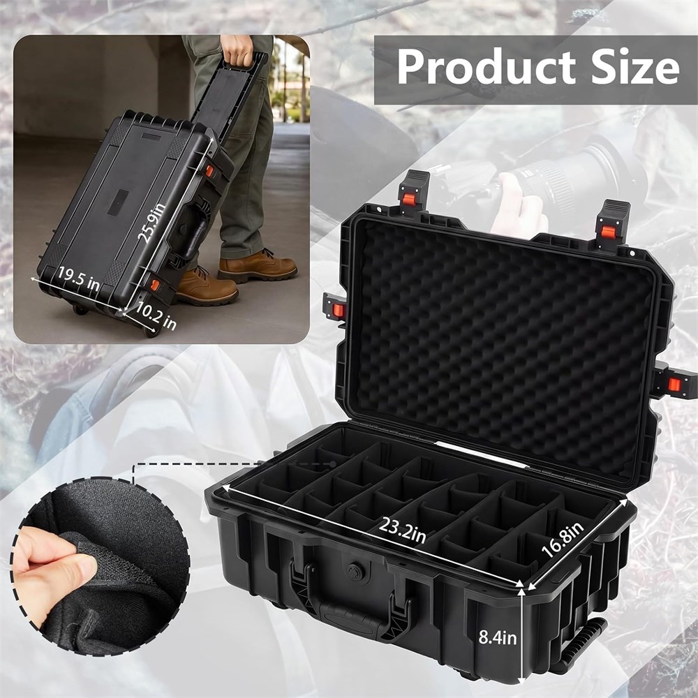 Dollar.Bid - Relaxweex Rolling Camera Hard Case with 24 Padded Dividers ...