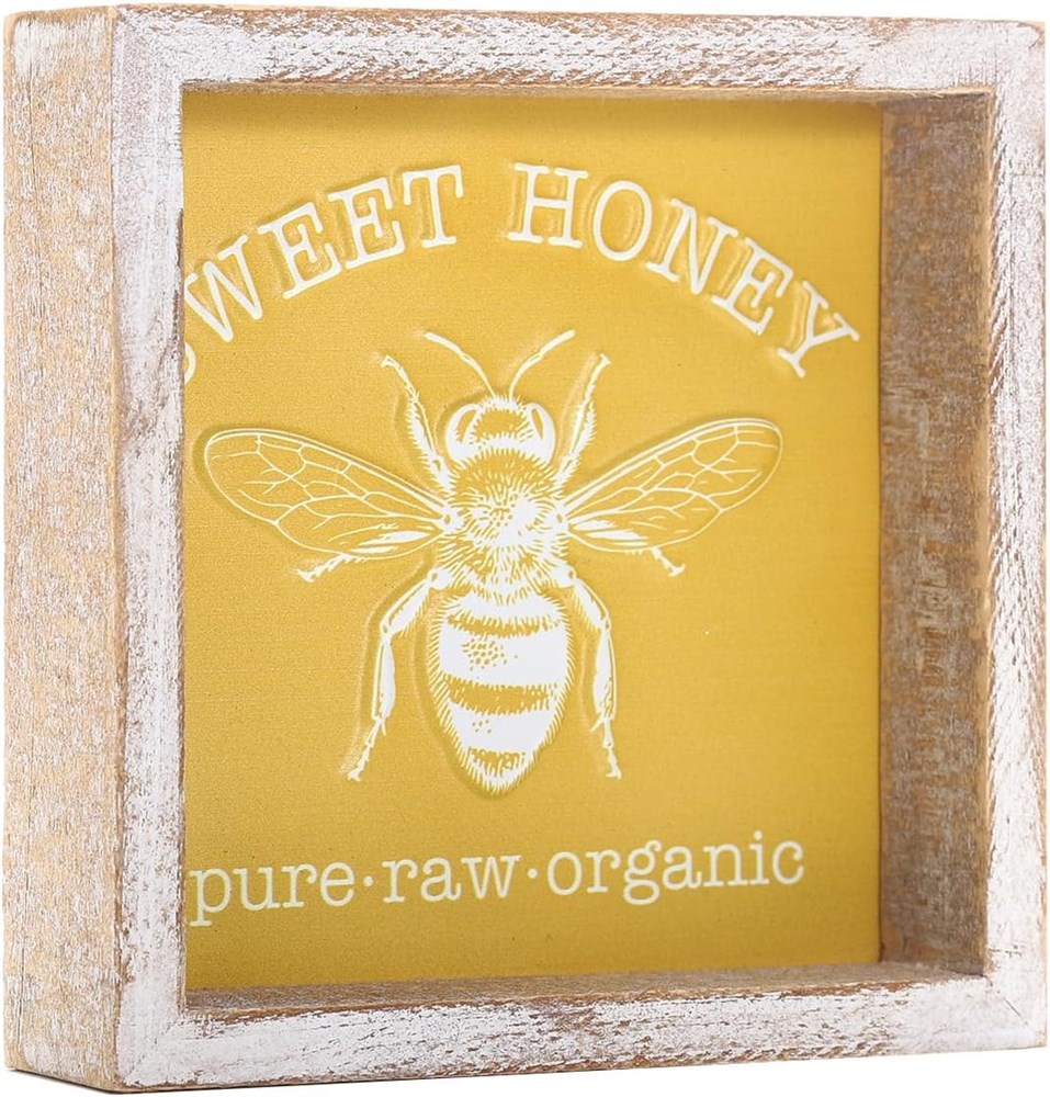 Dollar.Bid - Wooden Honey Bee Sign, Bumble Bee Decor for Home ...