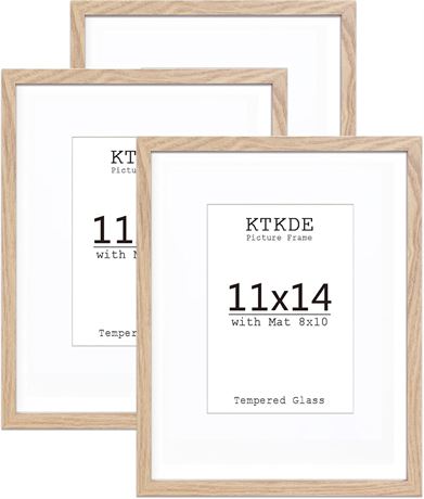 Dollar.Bid - KTKDE Composite Wood Picture Frame 11x14 with Mat for 8x10 Photo Frames, Natural