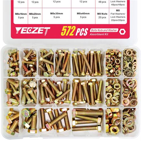 Dollar.Bid - YEEZET 572pcs Grade 8.8 Bolts and Nuts Kit