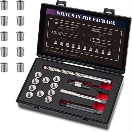 Dollar.Bid - M10X1.25 Thread Repair Kit with 14mm Insert HSS Drill, Tap ...