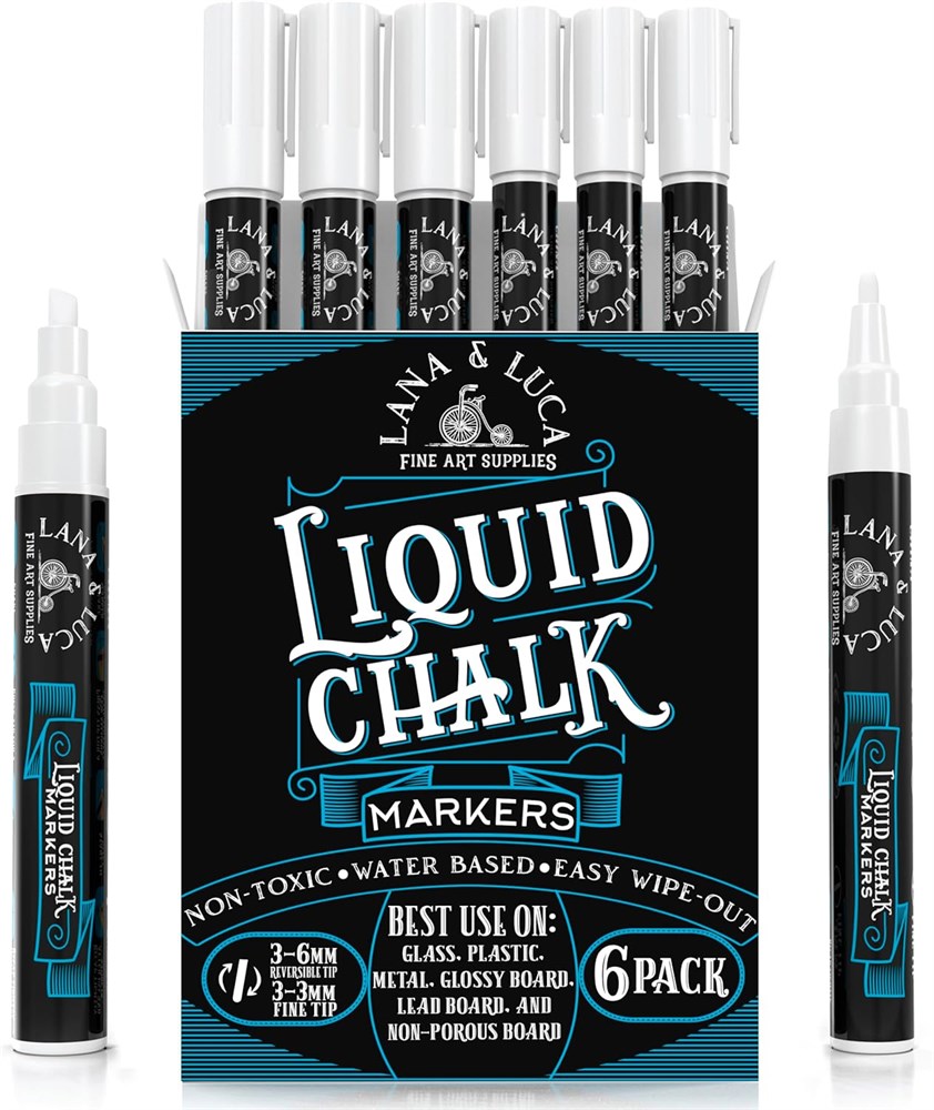 Dollar.Bid - Liquid Chalk Marker Pen - White Dry Erase Marker - Chalkboard Signs, Windows, Bl
