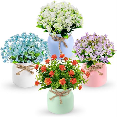 Dollar.Bid - Der Rose 4 Packs Fake Plants Artificial Potted Flowers ...
