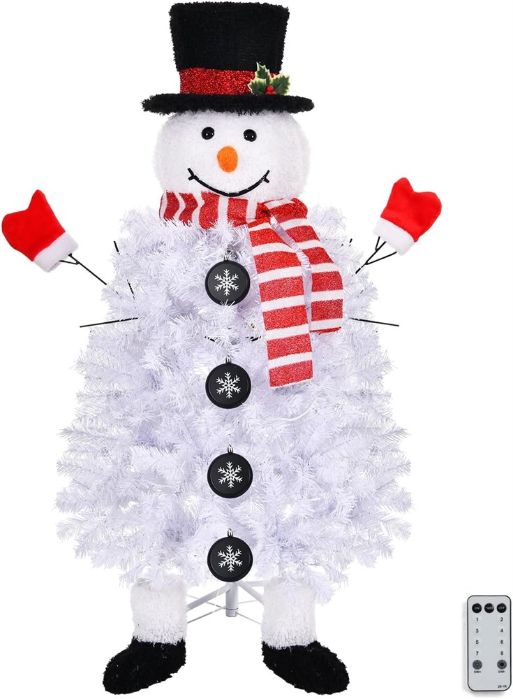 Dollar.Bid - VINGLI 4ft Snowman Christmas Tree with 160 LED Lights, 400 ...