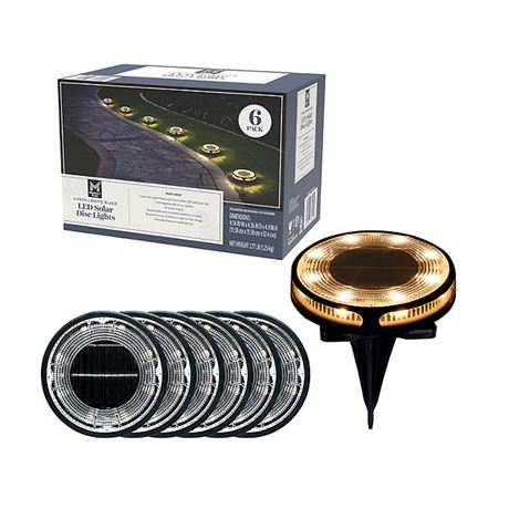 Dollar.Bid - 6-Pack Matte Black LED Solar Disc Lights